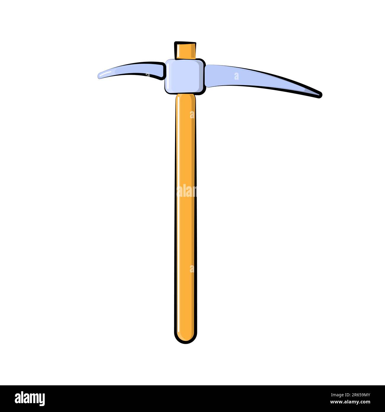 Construction, miner's blue icon of a metal pickaxe with a wooden handle ...