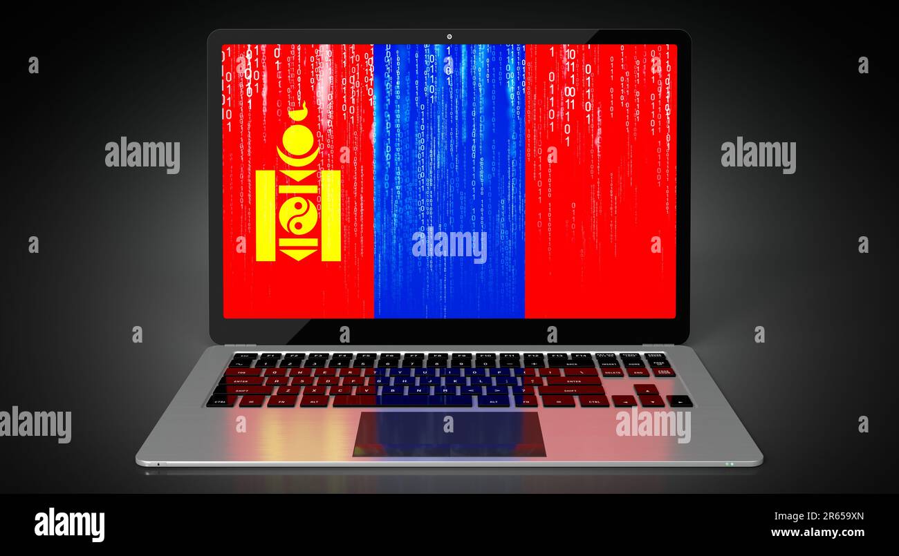 Mongolia - country flag and binary code on laptop screen - 3D illustration Stock Photo - Alamy
