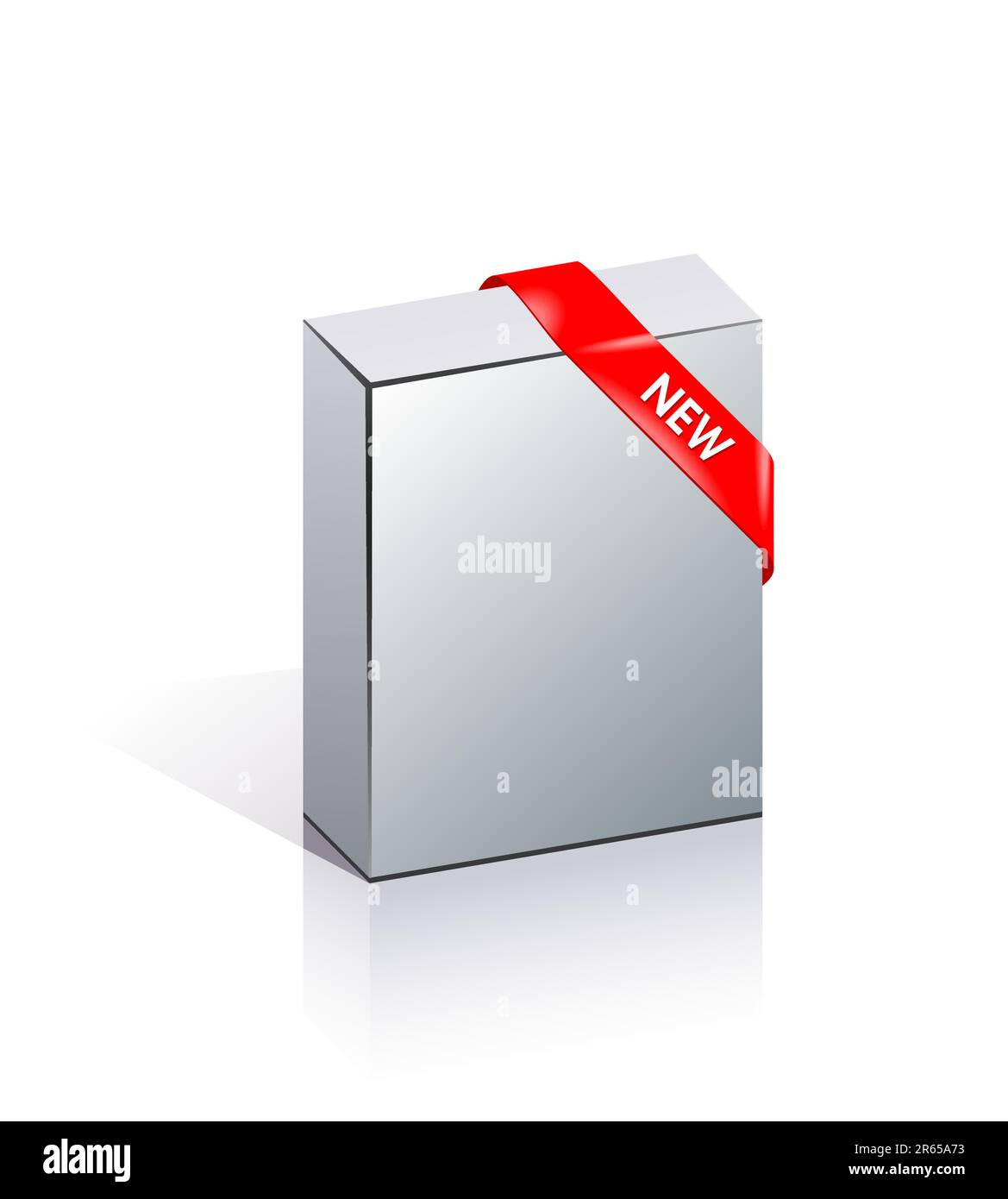 Blank 3d boxes. Vector illustration in white and gray. With red corner ...
