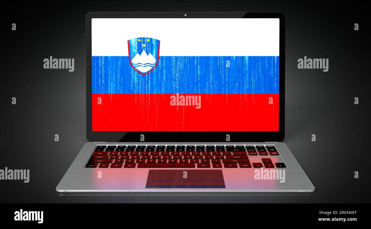 Slovenia - country flag and binary code on laptop screen - 3D illustration Stock Photo - Alamy