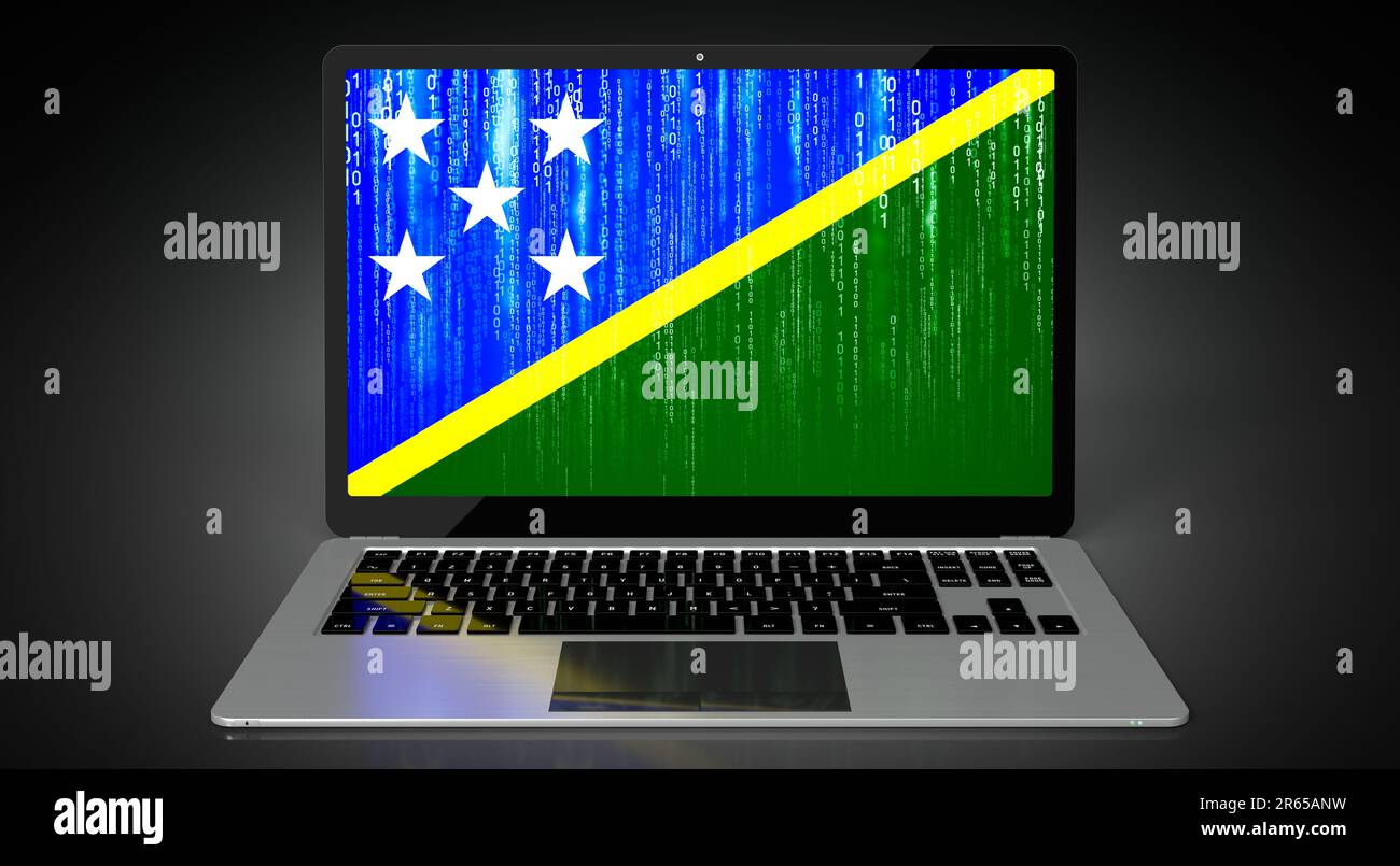 Solomon Islands - country flag and binary code on laptop screen - 3D illustration Stock Photo ...