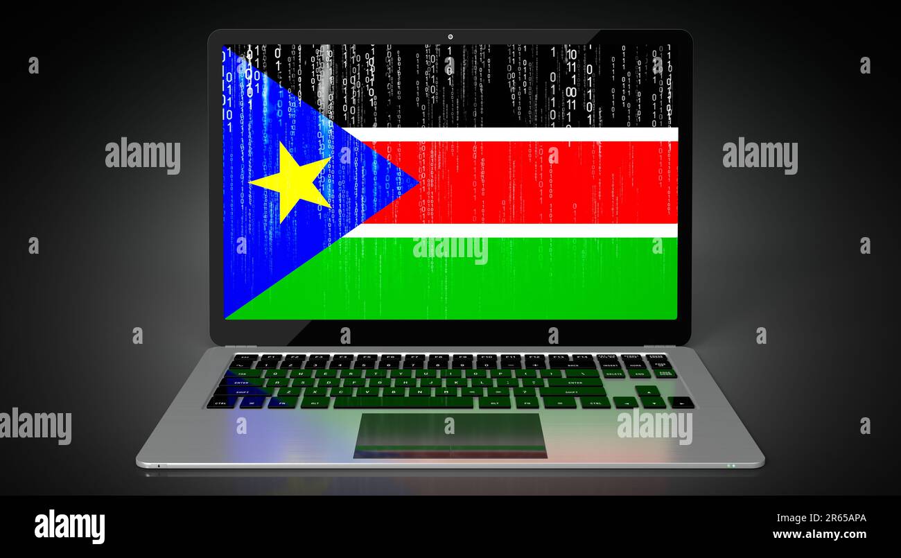 South Sudan - country flag and binary code on laptop screen - 3D illustration Stock Photo - Alamy