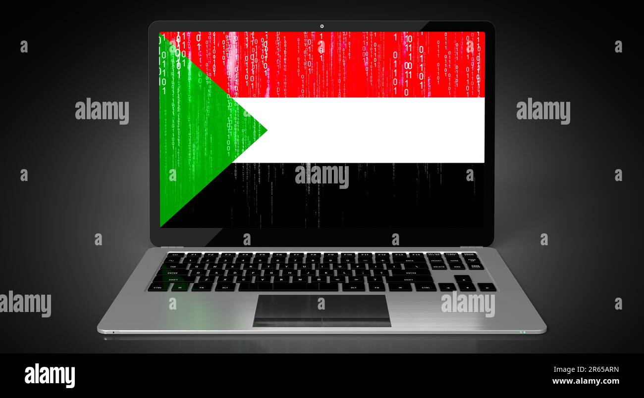 Sudan - country flag and binary code on laptop screen - 3D illustration Stock Photo - Alamy