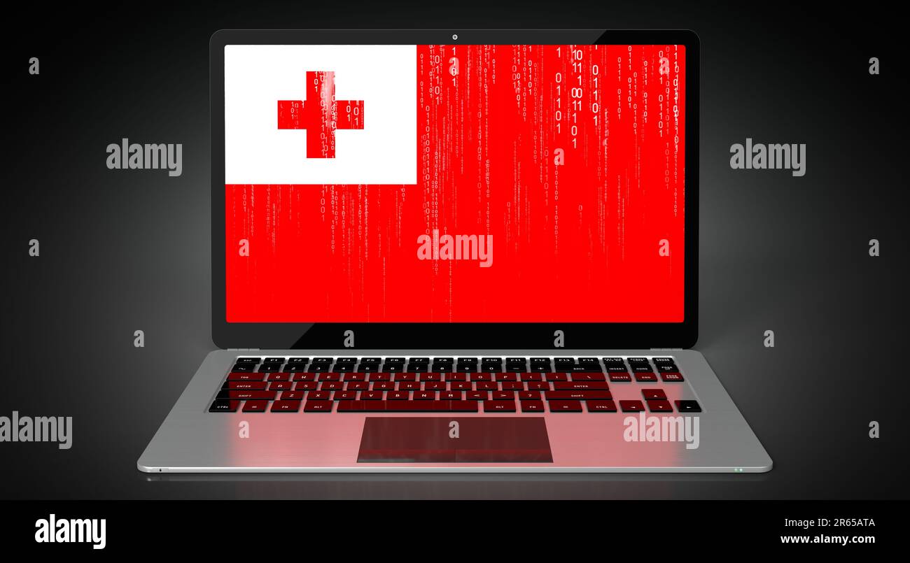 Tonga - country flag and binary code on laptop screen - 3D illustration Stock Photo - Alamy