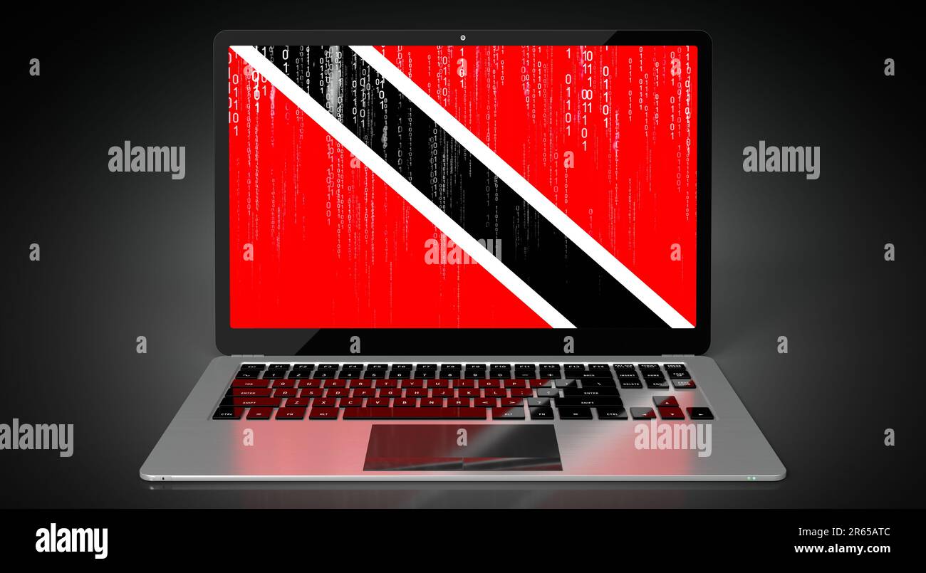 Trinidad and Tobago - country flag and binary code on laptop screen ...