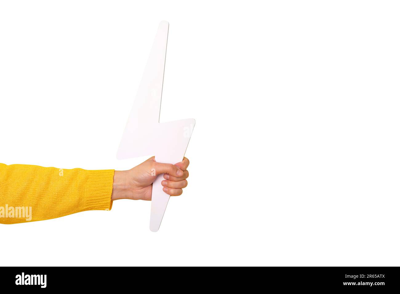 hand holding lightning bolt isolated on white background Stock Photo ...