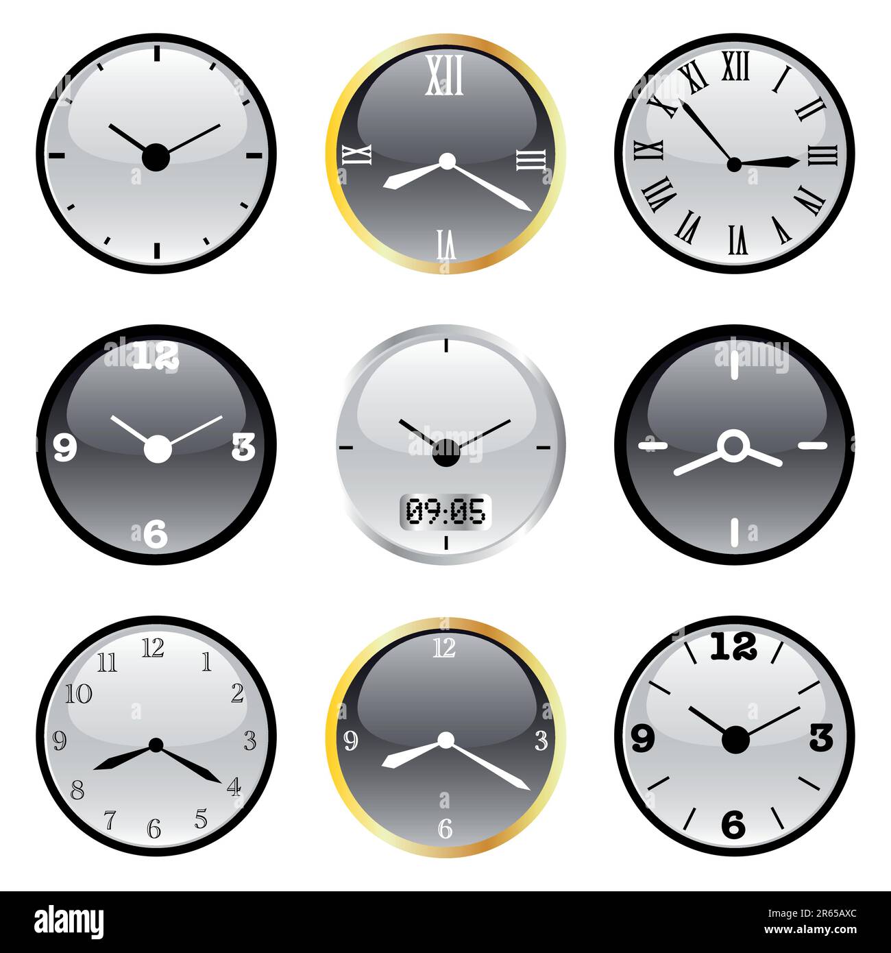 vector set of clocks Stock Vector Image & Art - Alamy