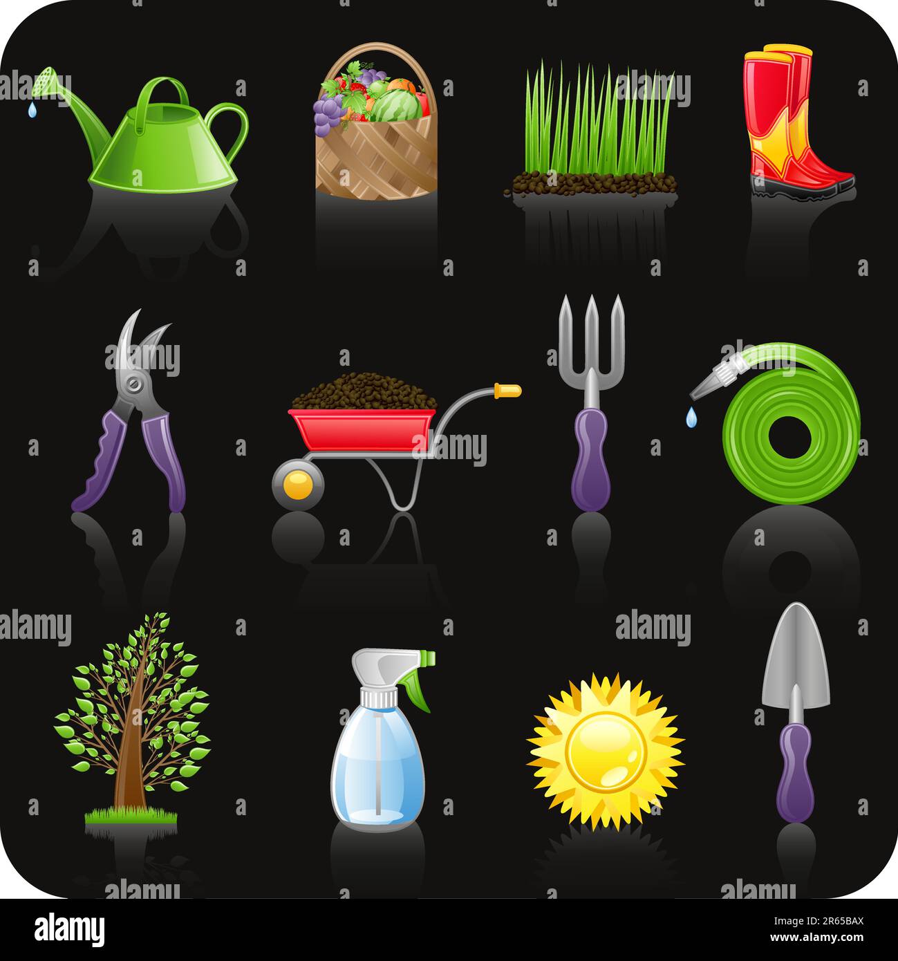 Garden black icon set Stock Vector Image & Art - Alamy