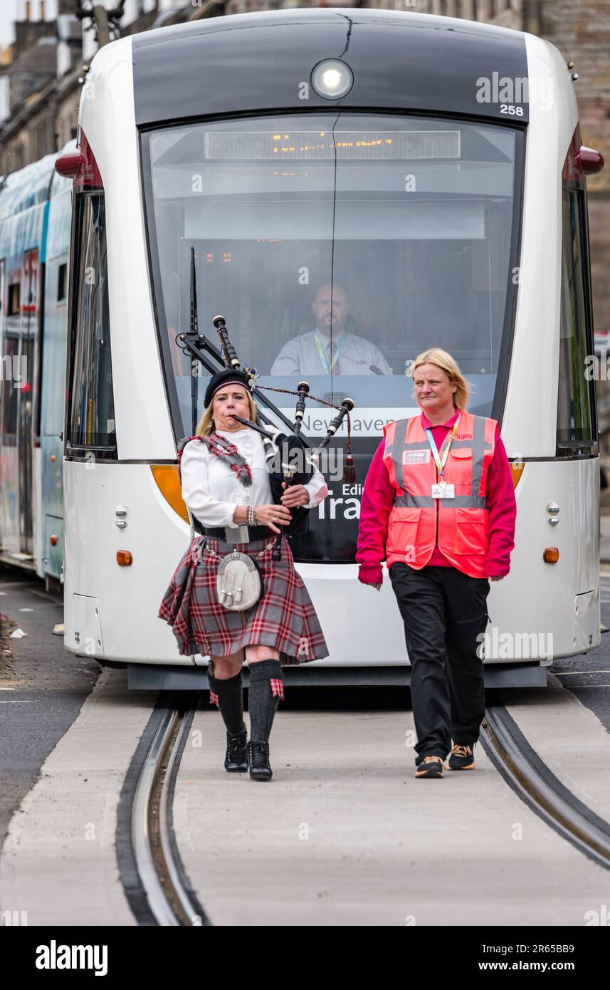 Edinburgh, Scotland, UK, 07 June 2023. Trams to Newhaven: After 3.5 years the extension to the ...