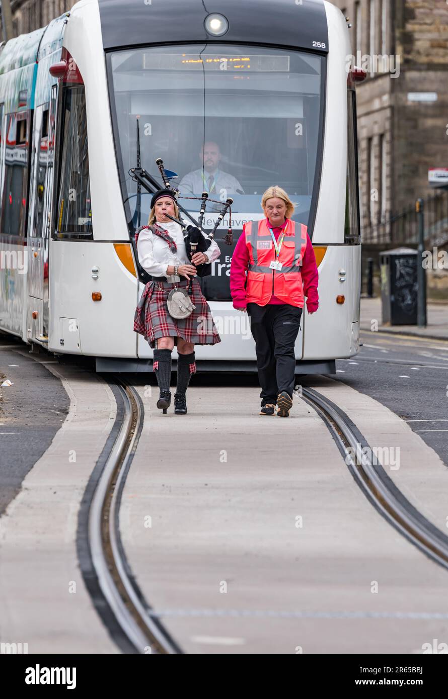 Edinburgh, Scotland, UK, 07 June 2023. Trams to Newhaven: After 3.5 years the extension to the ...