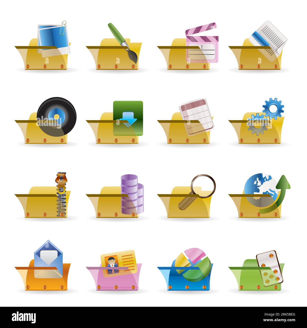 Computer and Phone Icons - Folders - Vector Icon Set Stock Vector Image ...
