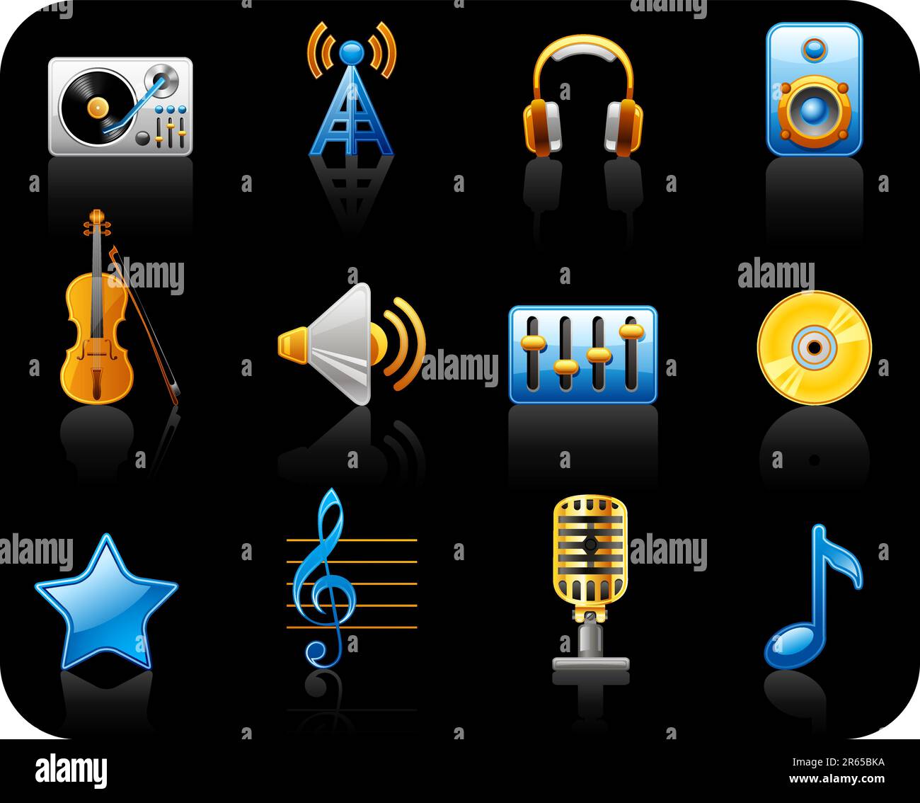 Music black background icon set Stock Vector Image & Art - Alamy