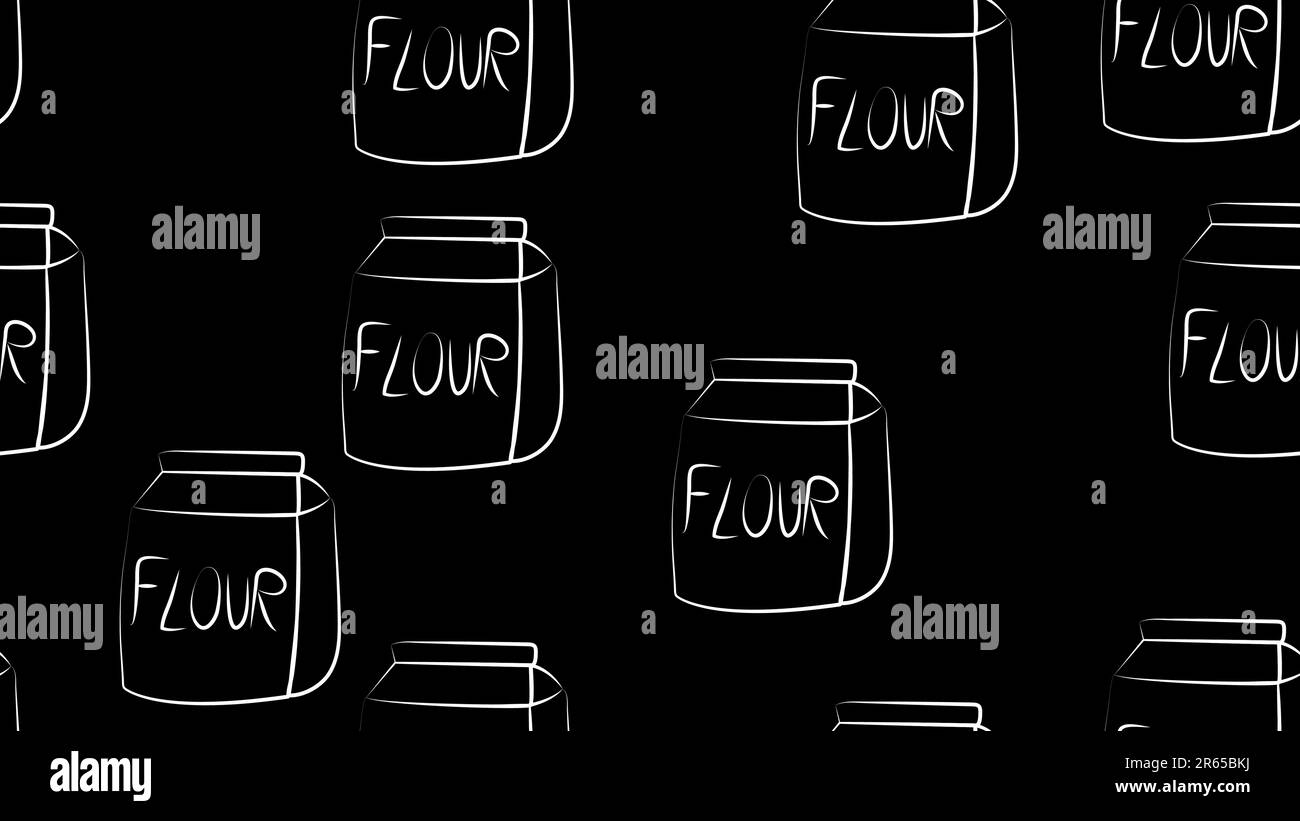 package of flour on a black background. vector illustration, pattern ...