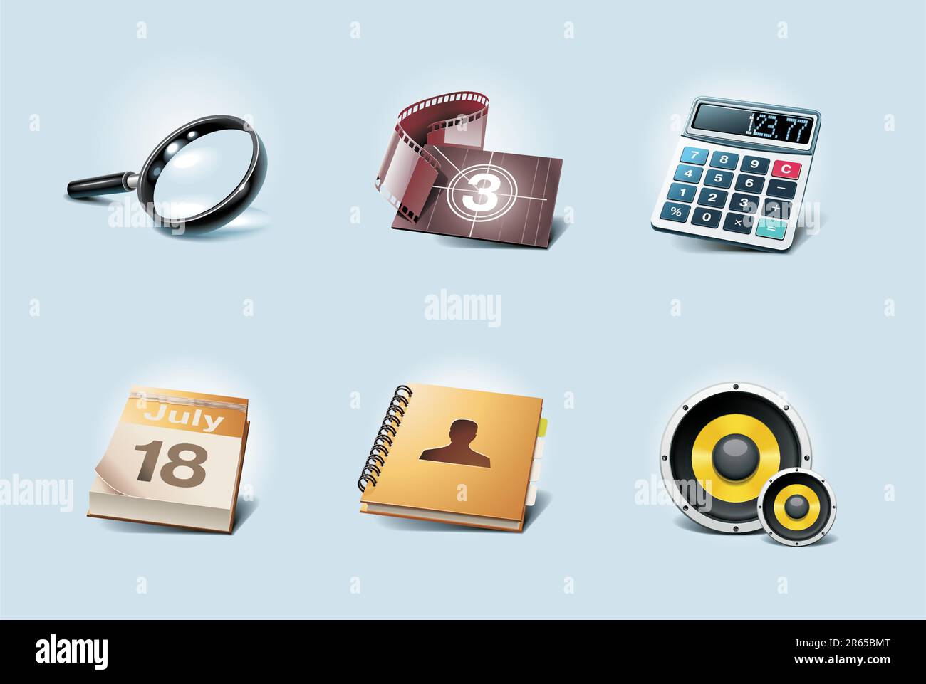 Set of the detailed application icons with perspective Stock Vector ...