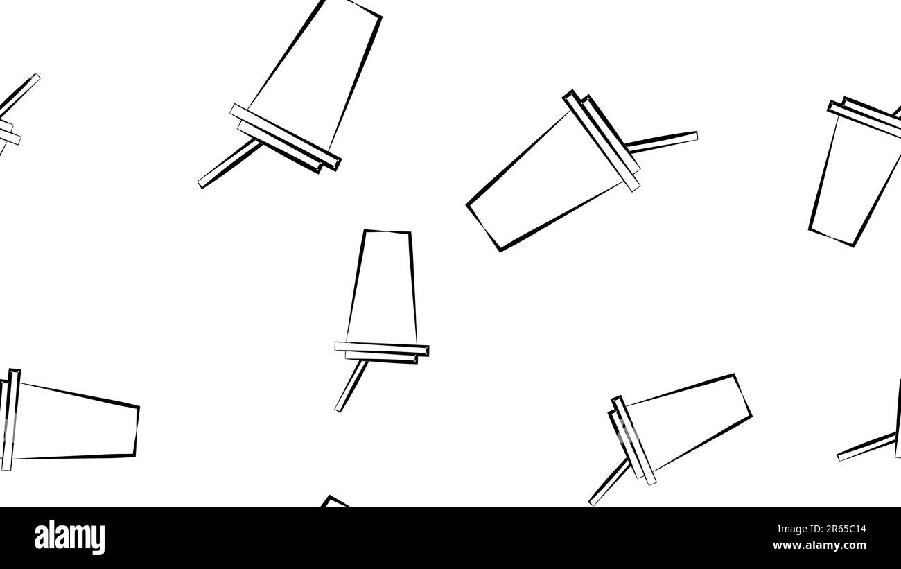 Disposable Plastic Cup Linear Vector Icons Seamless Pattern. Coffee To ...