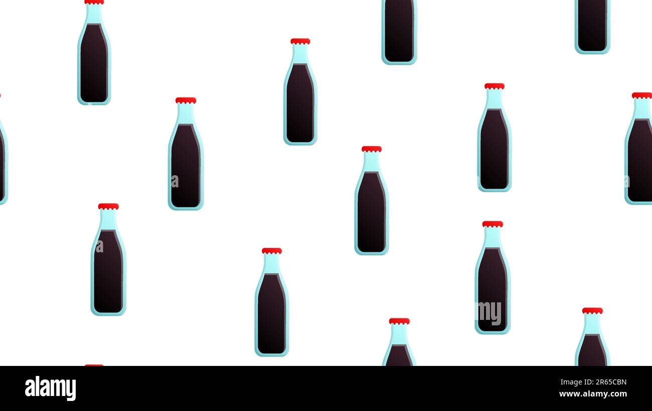 Soda drink bottle black and white seamless pattern. Variety of ...