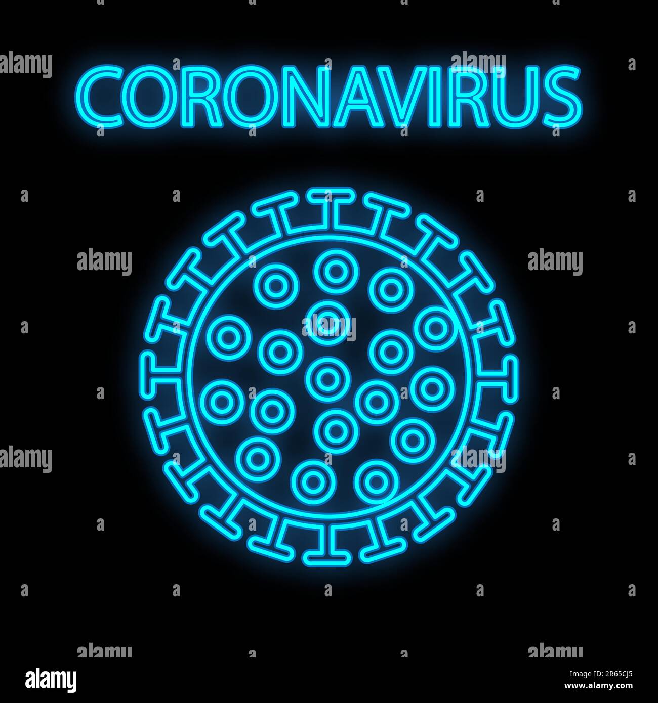 Bright glowing blue medical scientific digital neon sign for hospital ...