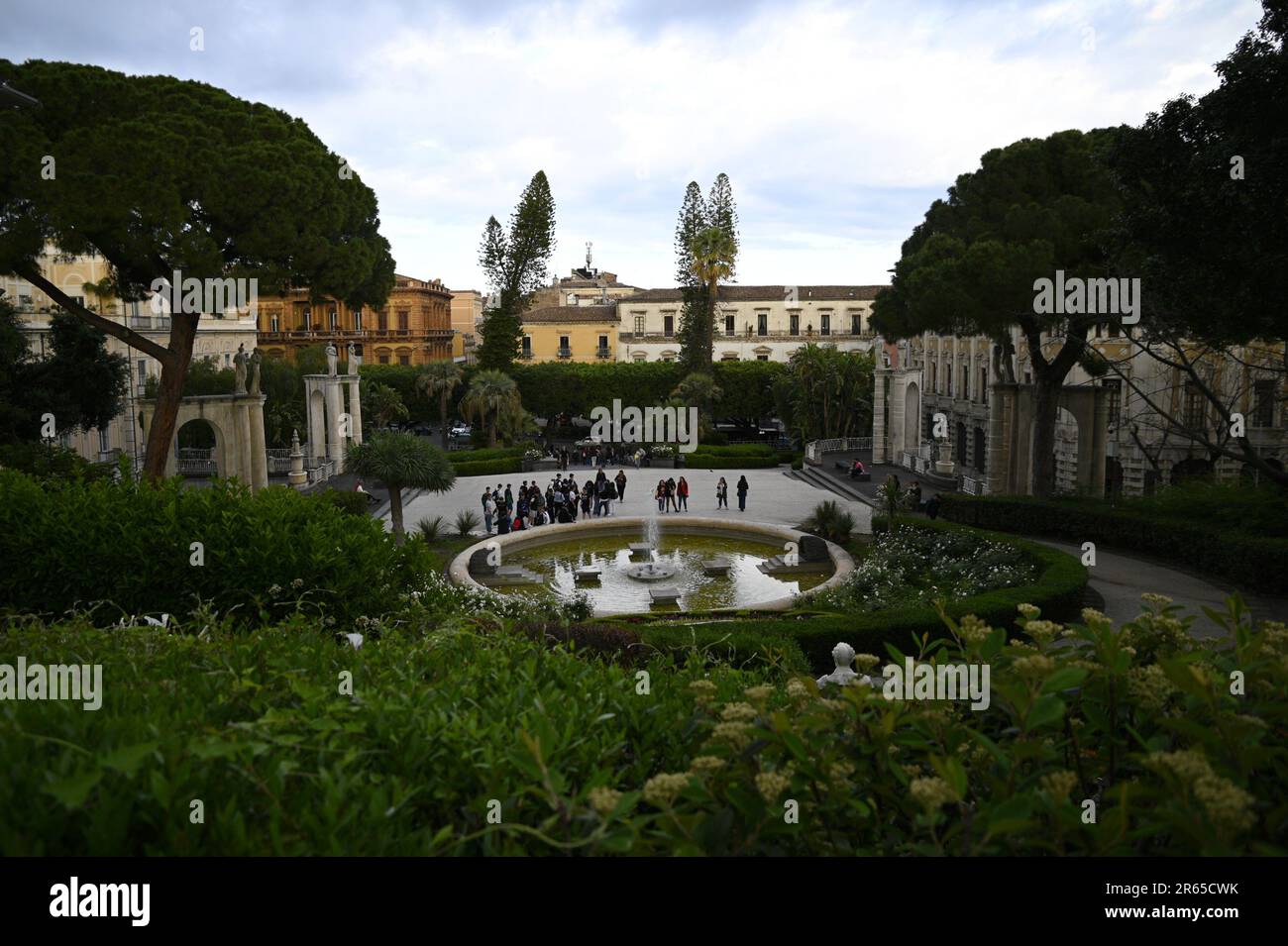 Marble swan bath at the Bellini gardens the so-called Villa Bellini a ...