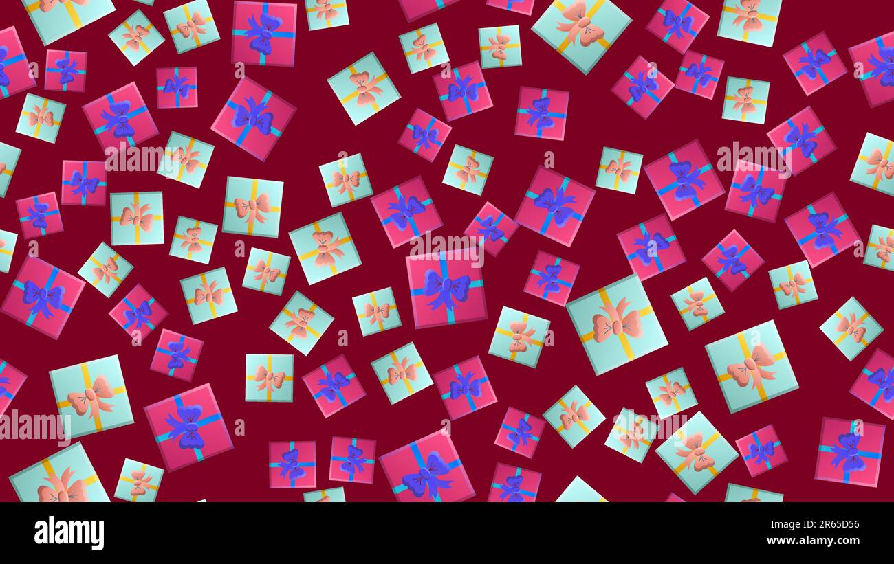 Endless seamless pattern of beautiful festive love joyful gift boxes on ...