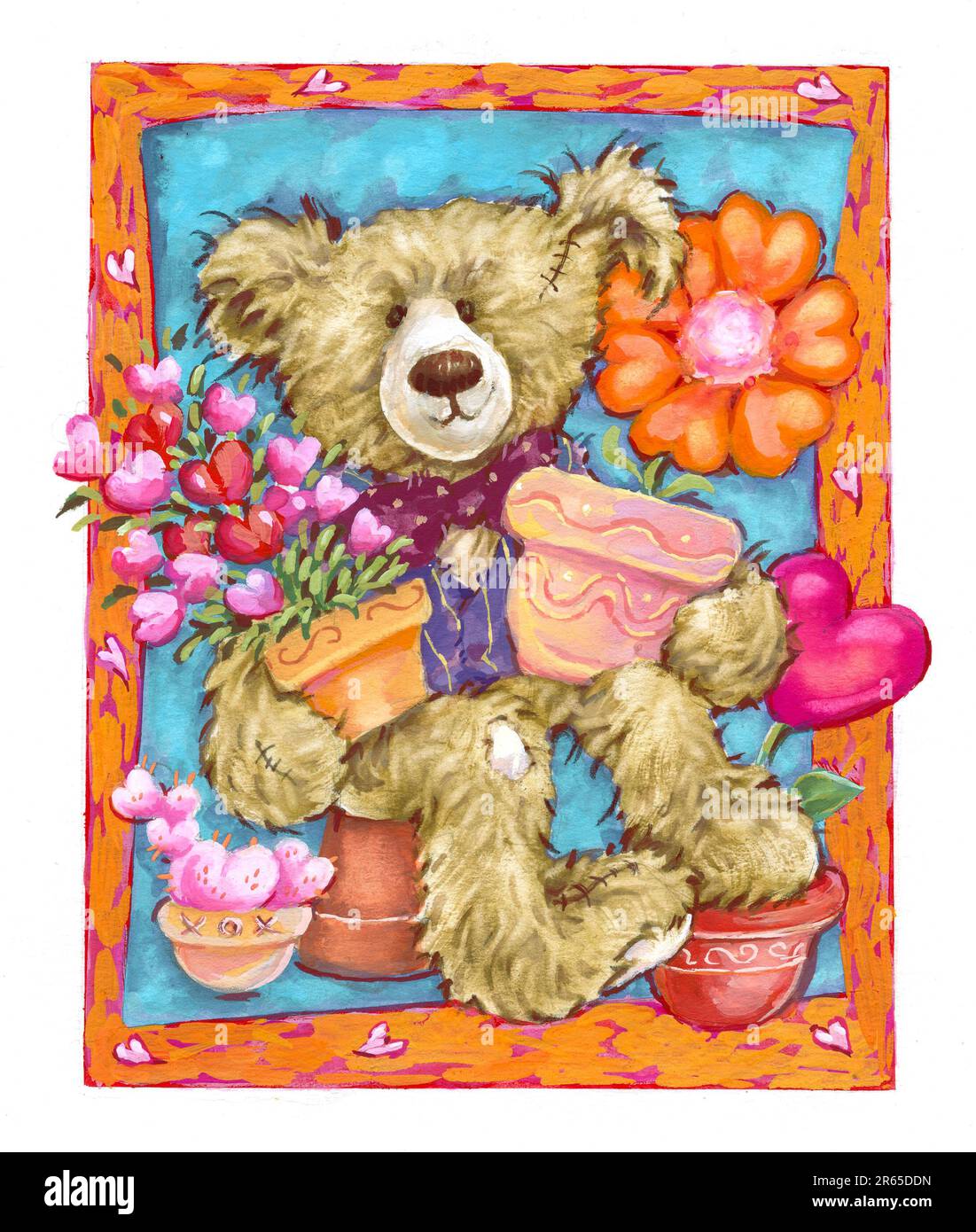 Scruffy bear with flower pots hi-res stock photography and images - Alamy