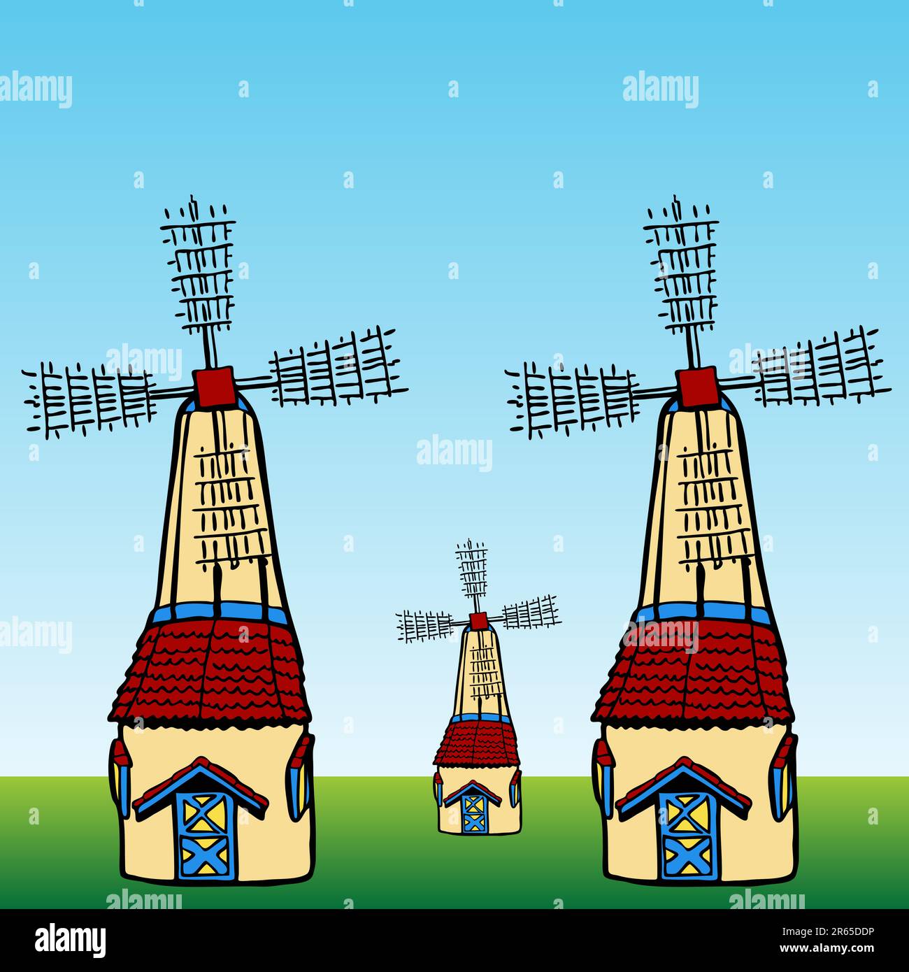 Clipart illustration cartoon windmill hi-res stock photography and ...