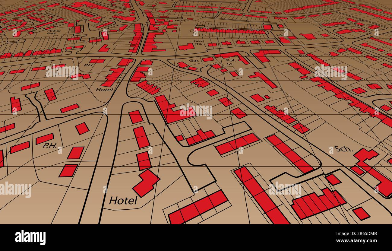 Angled view of an editable vector housing map of a generic town Stock ...