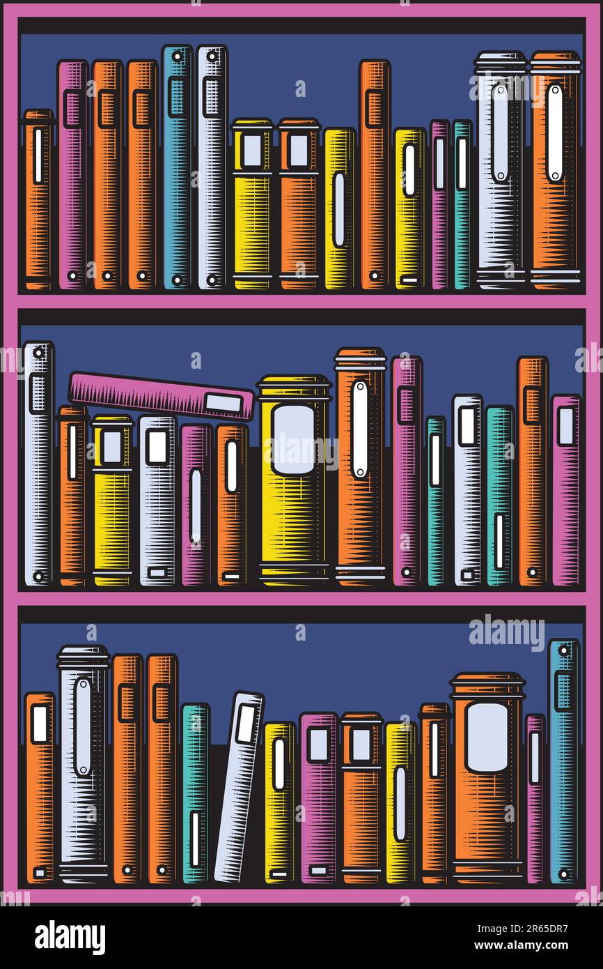Editable vector illustration of books in a bookcase with all books as ...