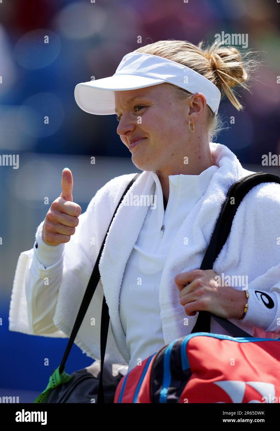 Harriet Dart celebrates after winning her match against Magali Kempen ...