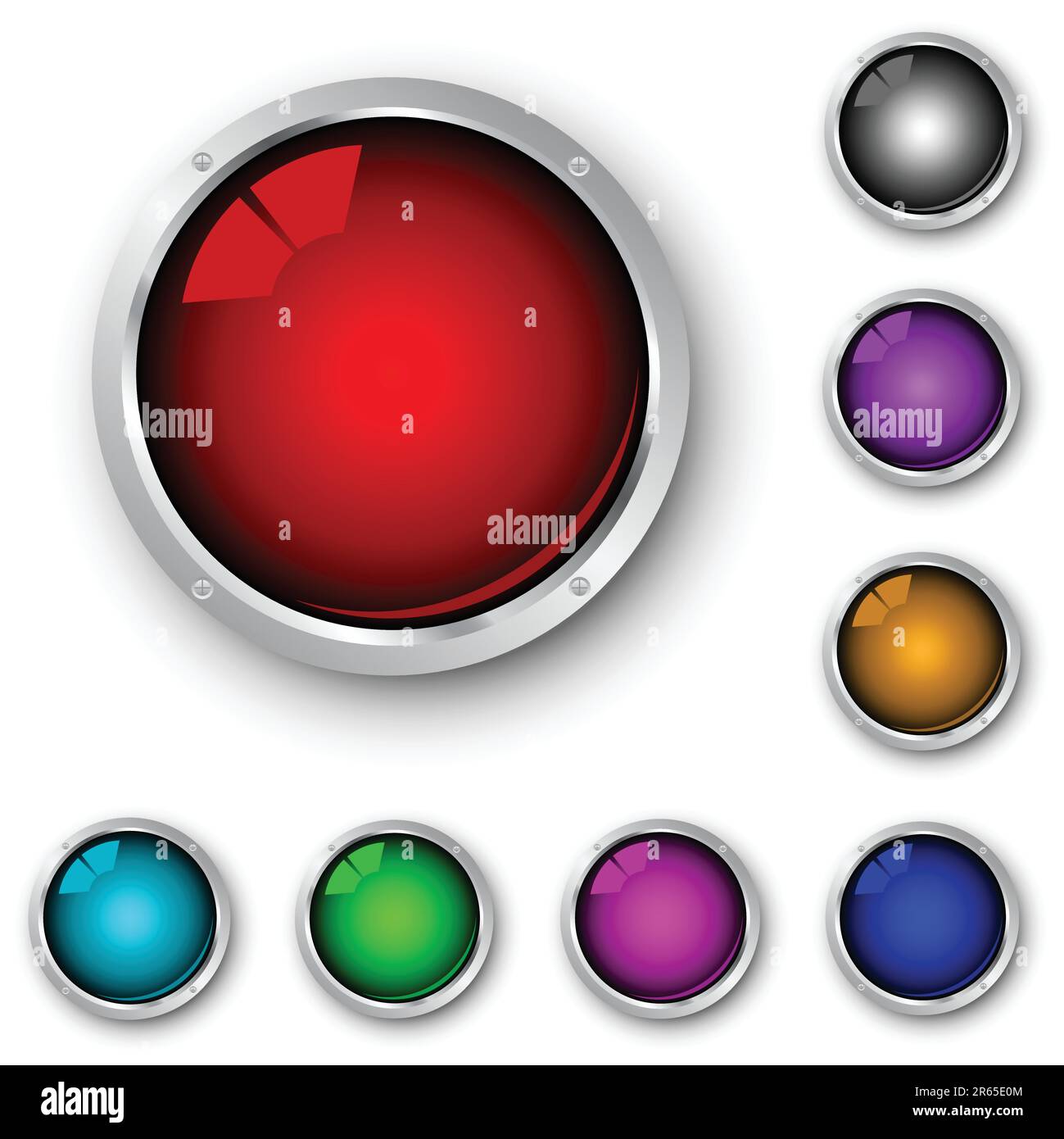 Collection of different coloured glossy metallic icons Stock Vector ...