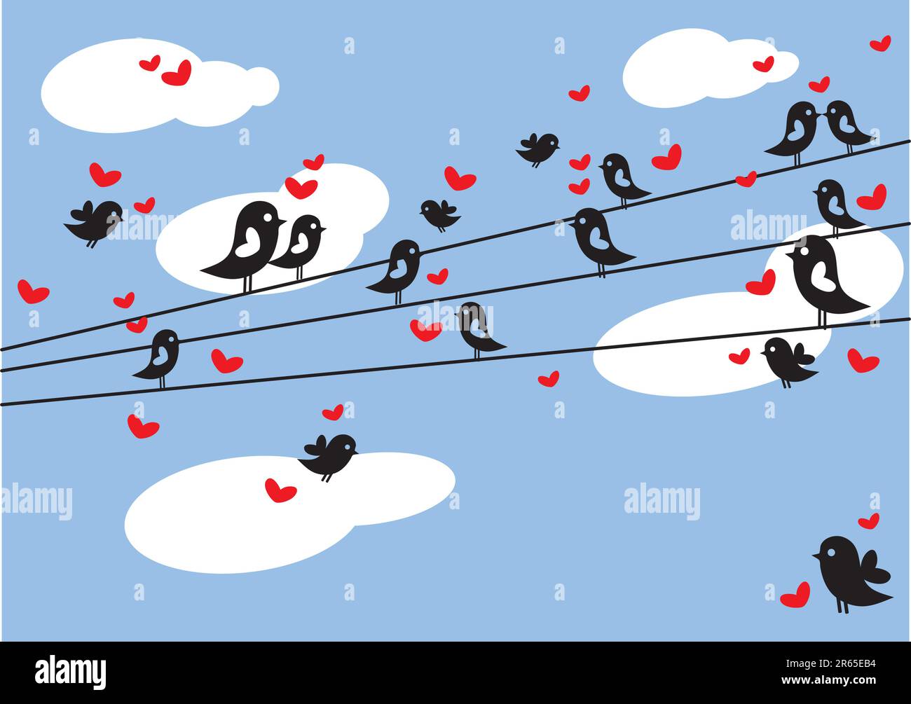 birds sitting on wire, vector background Stock Vector Image & Art - Alamy