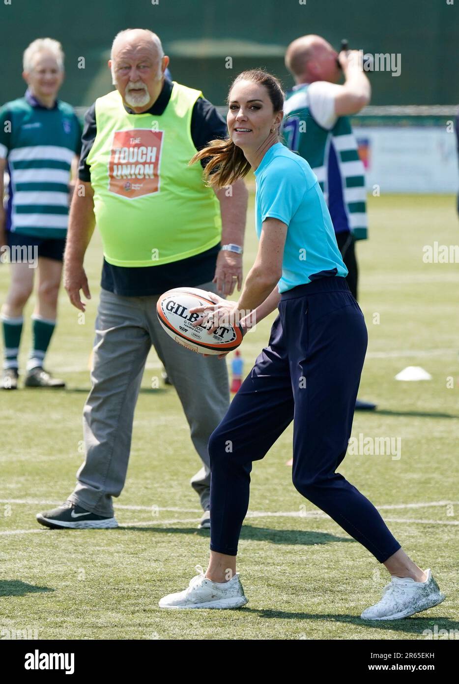 The Princess of Wales (right) during a game of walking rugby during her ...
