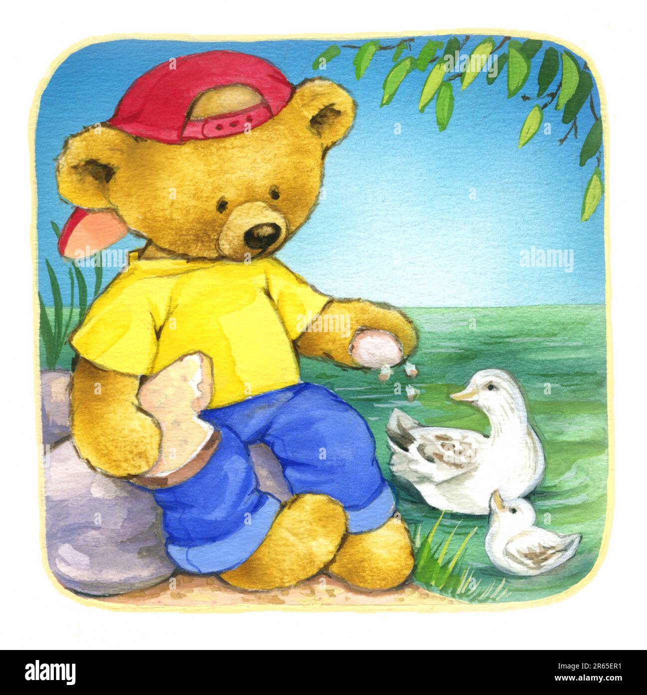 Teddy feeding ducks hi-res stock photography and images - Alamy