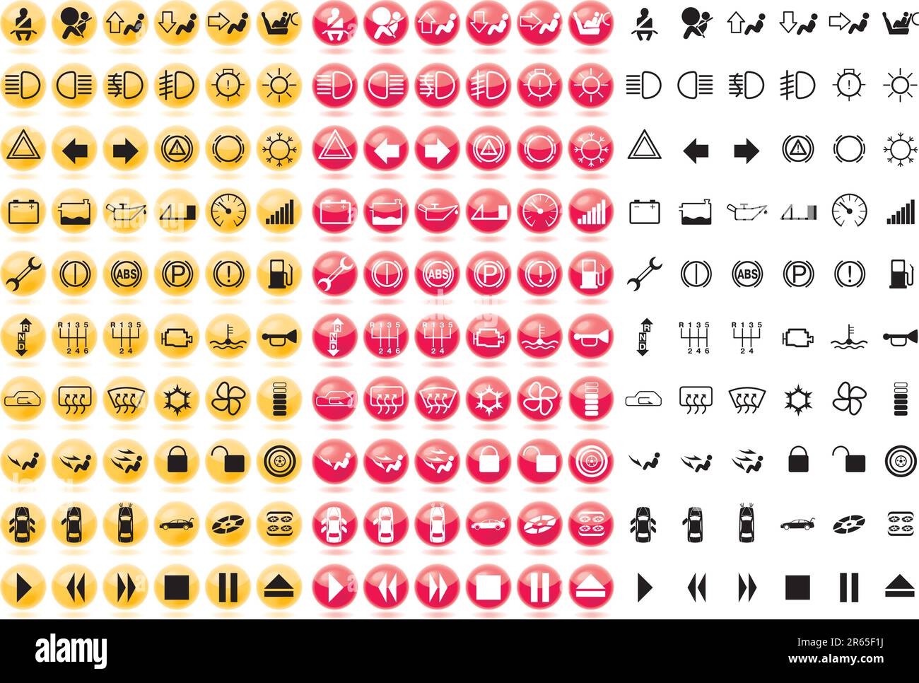 Vector icon set in yellow, red and black and white Stock Vector Image ...