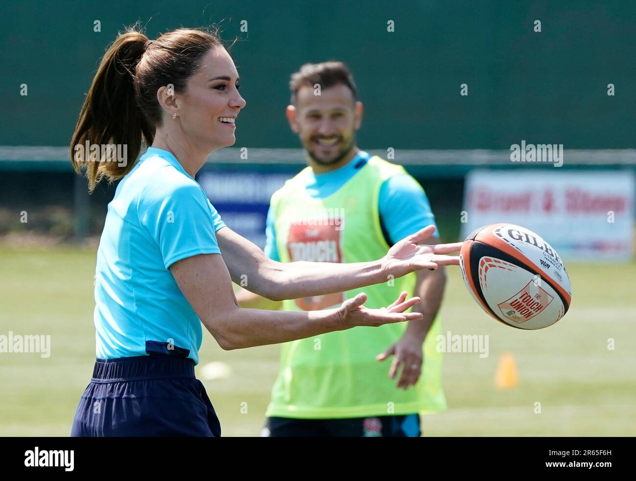The Princess of Wales (left) and Danny Care during a game of walking ...