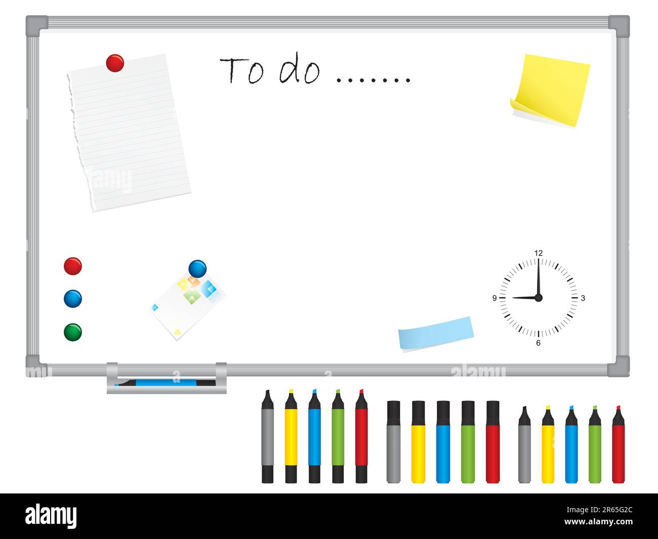 White board with stationery. All elements are grouped for easy editing ...