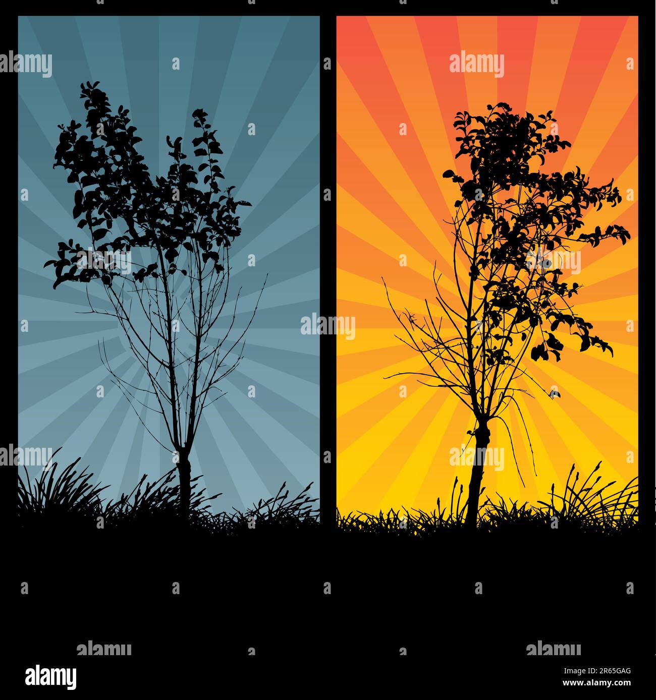 Two trees silhouette Stock Vector Images - Alamy