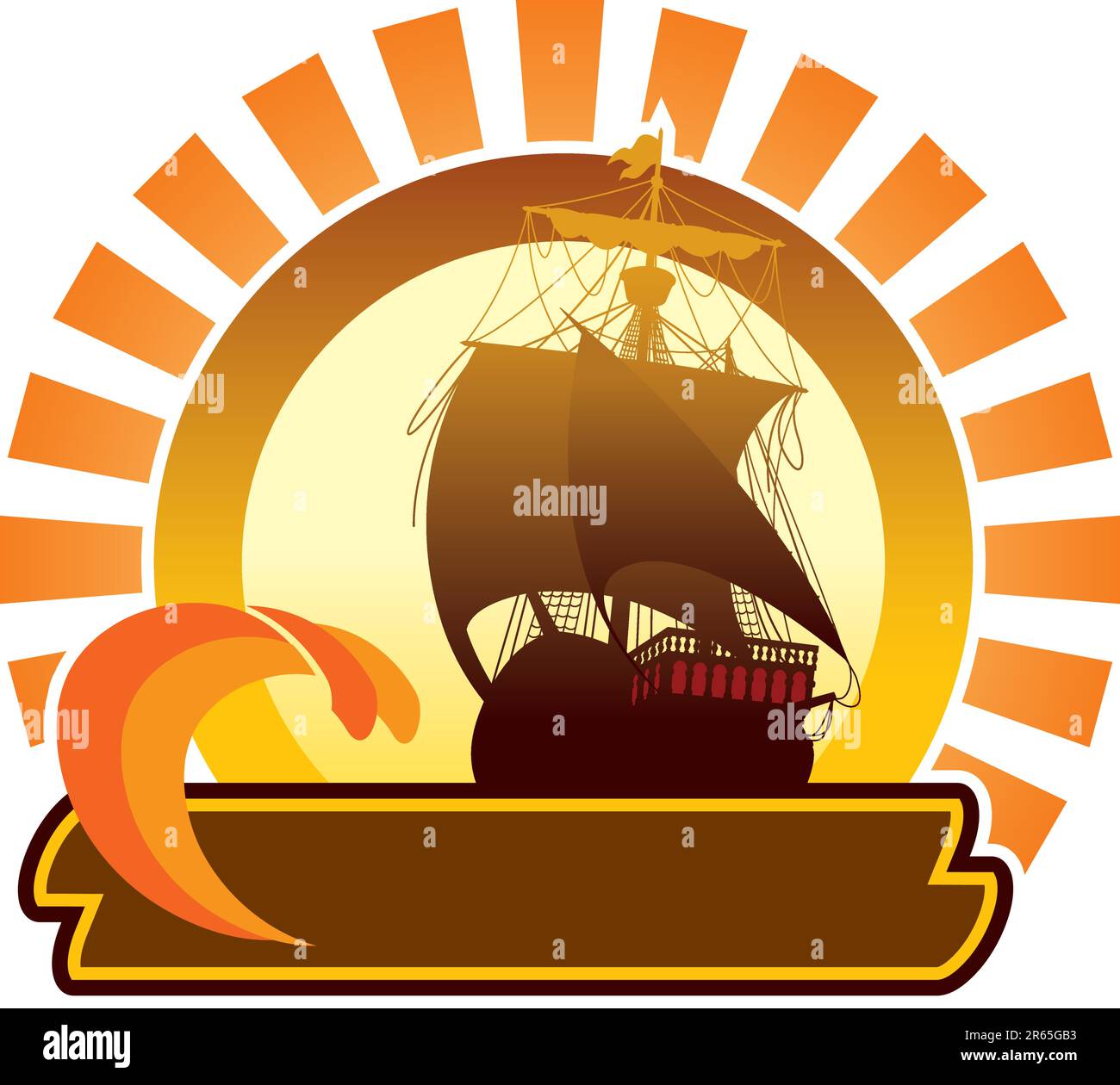 Summer icon - ship and sun Stock Vector Image & Art - Alamy