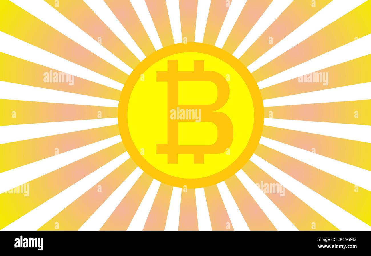 Bitcoin logo on orange background. orange rays. Vector illustration ...
