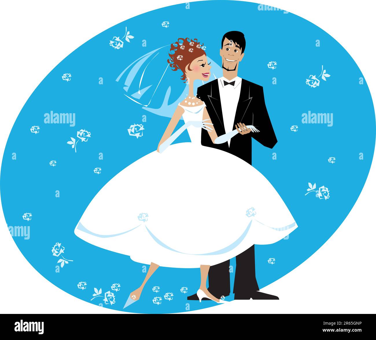 A vector cartoon illustration of newlyweds couple Stock Vector Image ...
