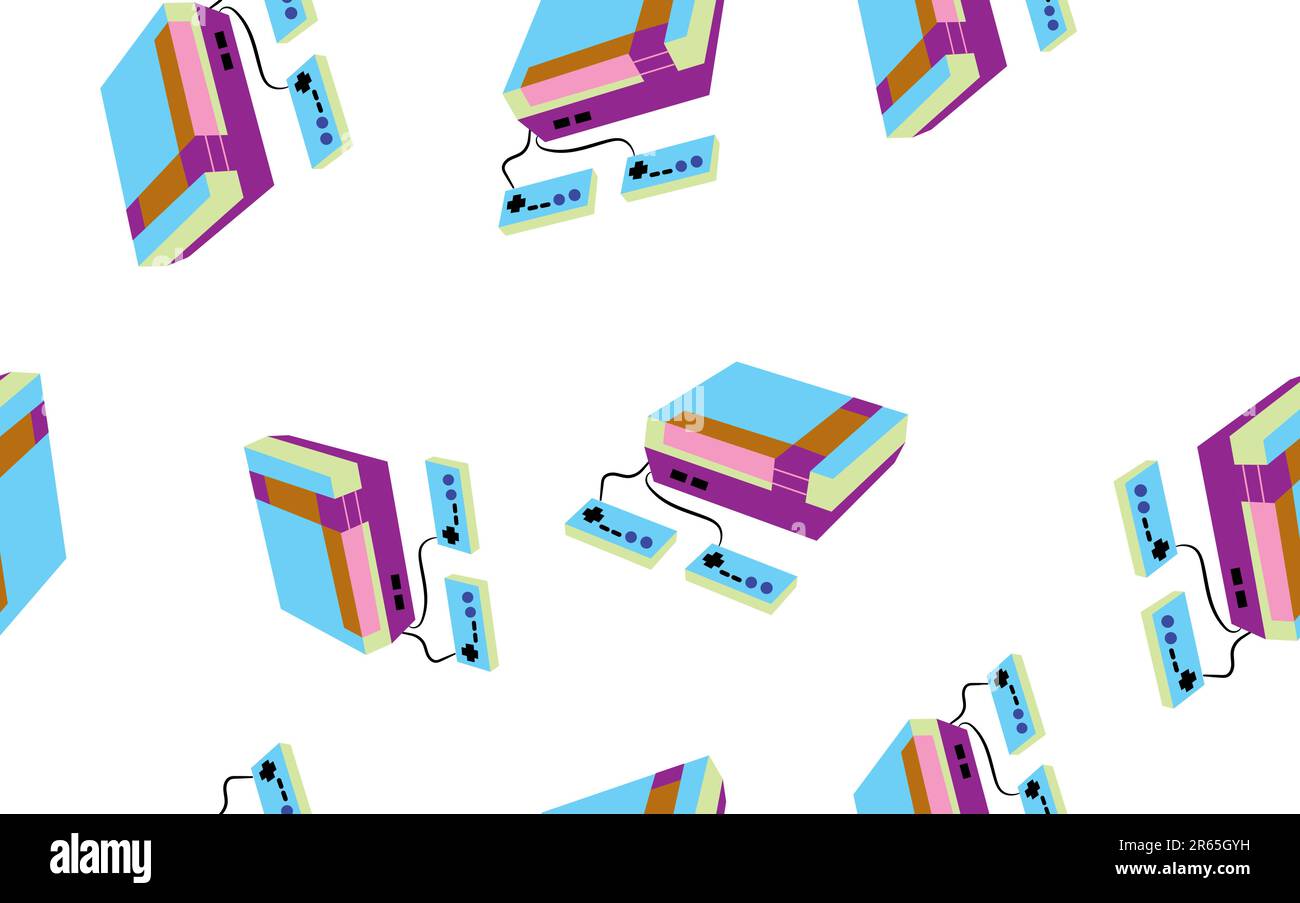 Texture, a seamless pattern of volumetric isometric video game consoles ...