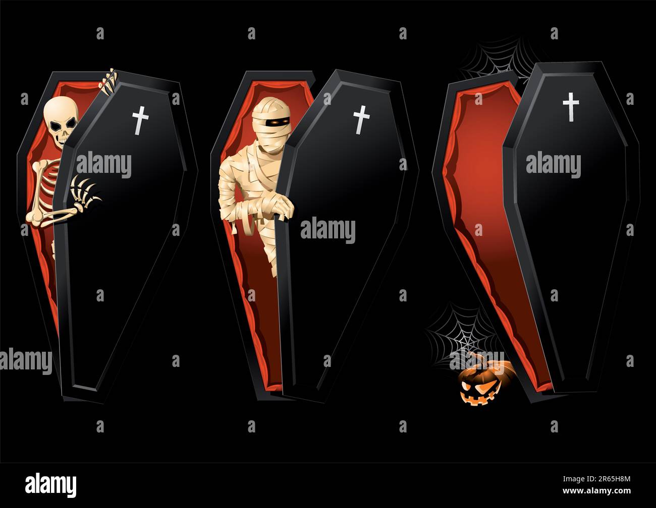 Halloween poster with Coffin and Skeleton inside Stock Vector Image ...