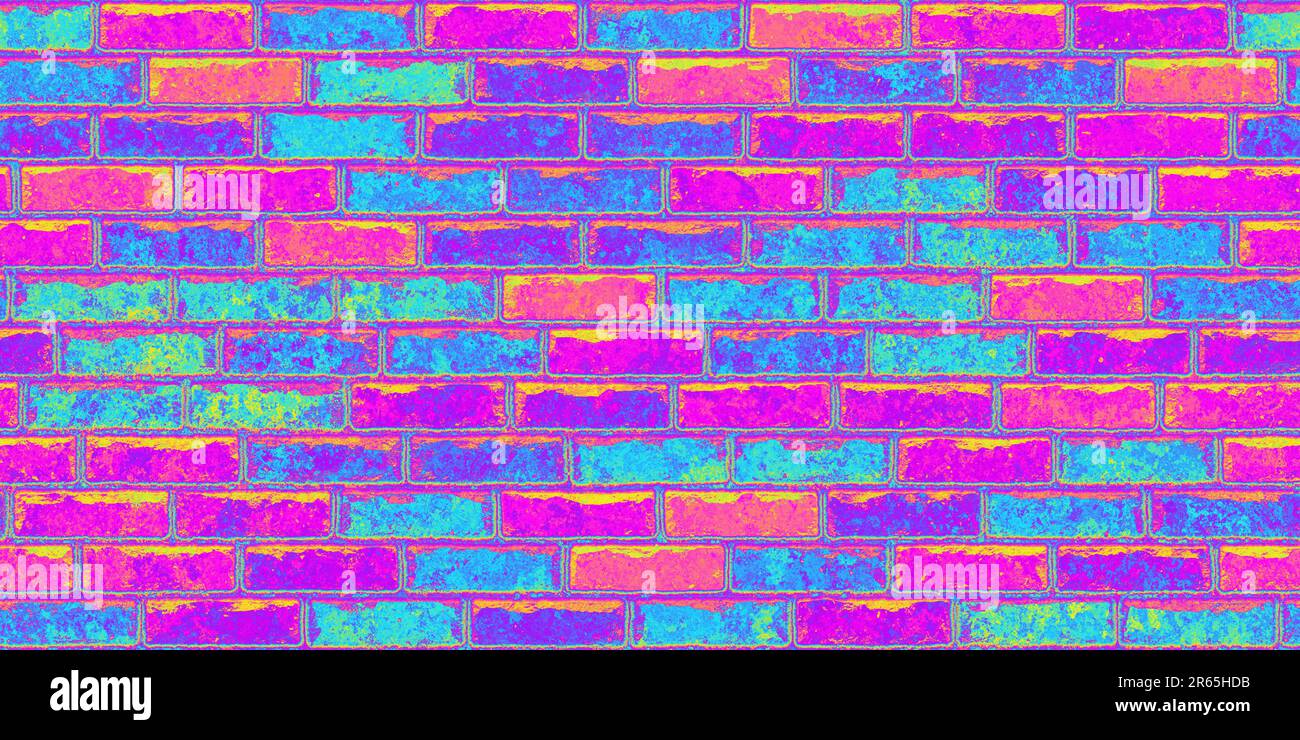 Seamless psychedelic rainbow heatmap subway brick wall pattern ...