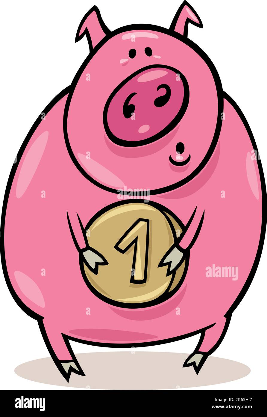cartoon Illustration of pig with coin Stock Vector Image & Art - Alamy