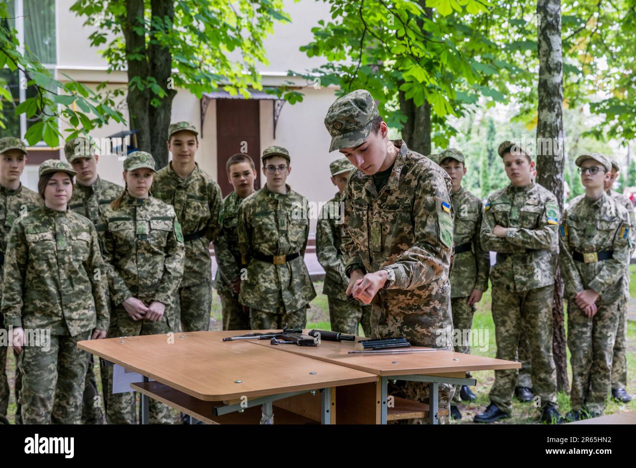 Kyiv cadet children competing in disassembly and assembly of weapons ...