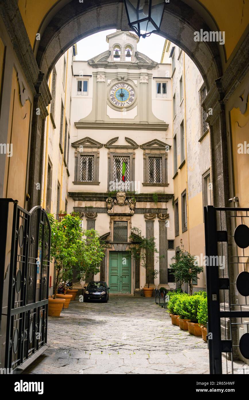 Building facade in Palazzo Ricca in the historical center in Napoli ...