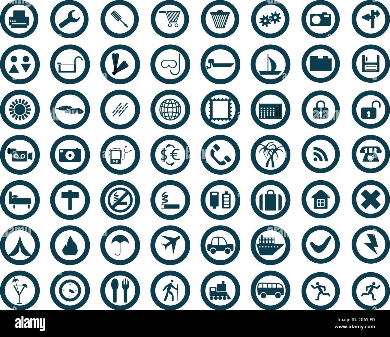 Biggest collection of different icons for using in web design Stock ...