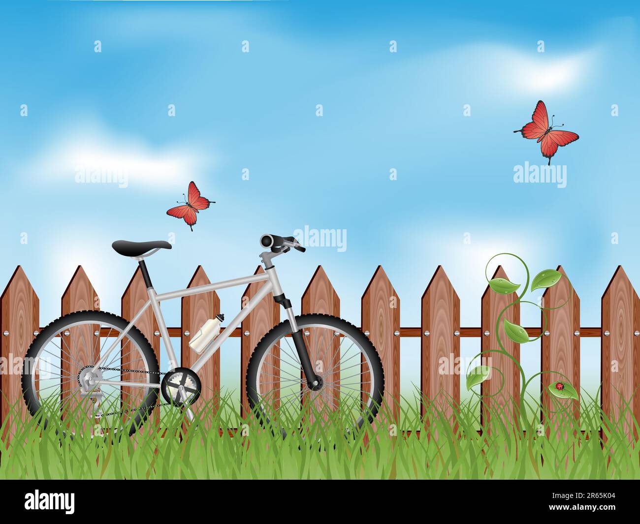Summer background with a bike. Vector illustration Stock Vector Image ...