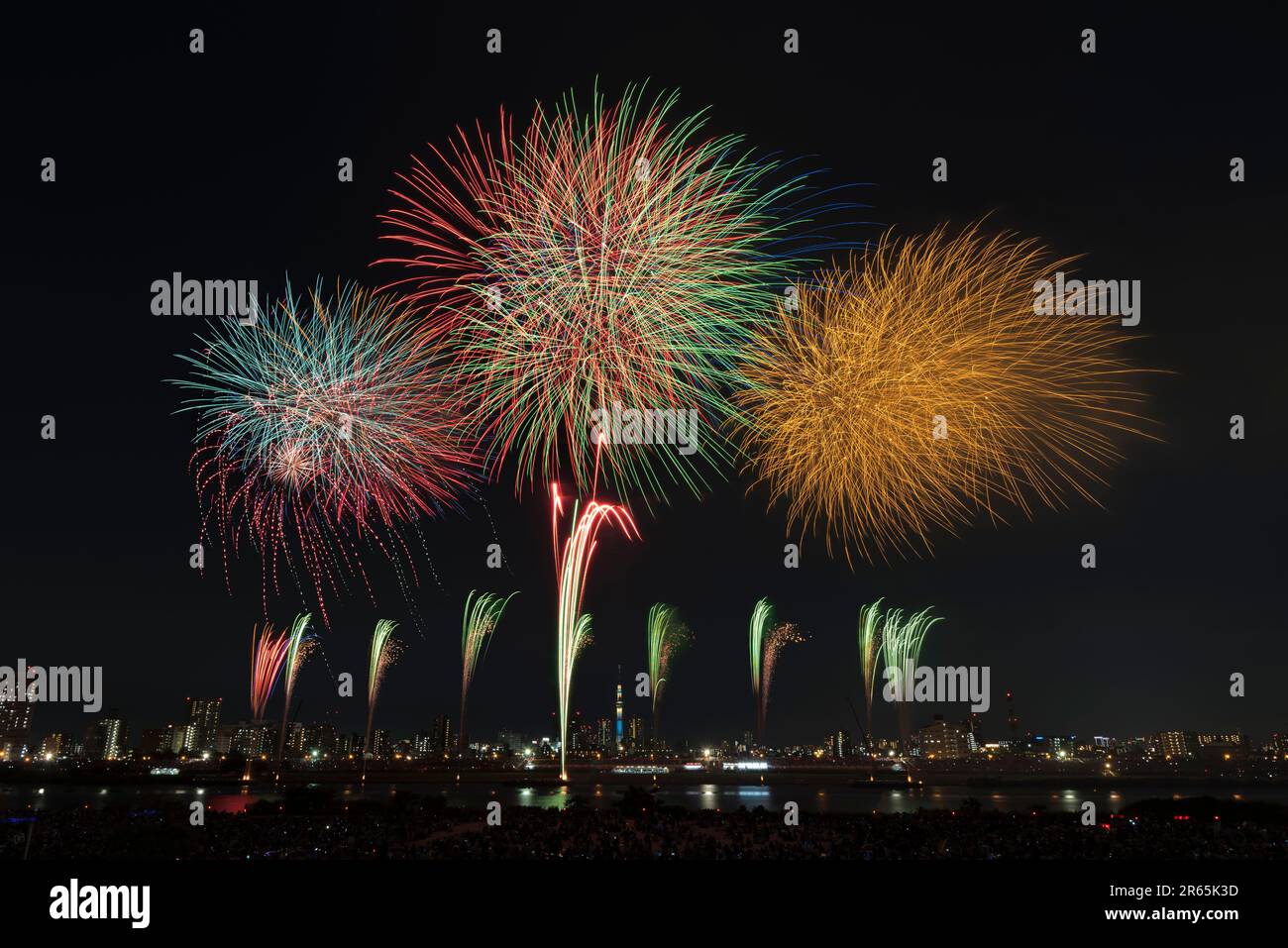 Adachi Fireworks and Tokyo Sky Tree Stock Photo - Alamy
