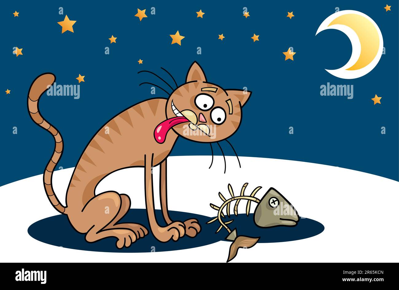 Cartoon vector illustration of hungry homeless cat Stock Vector Image ...