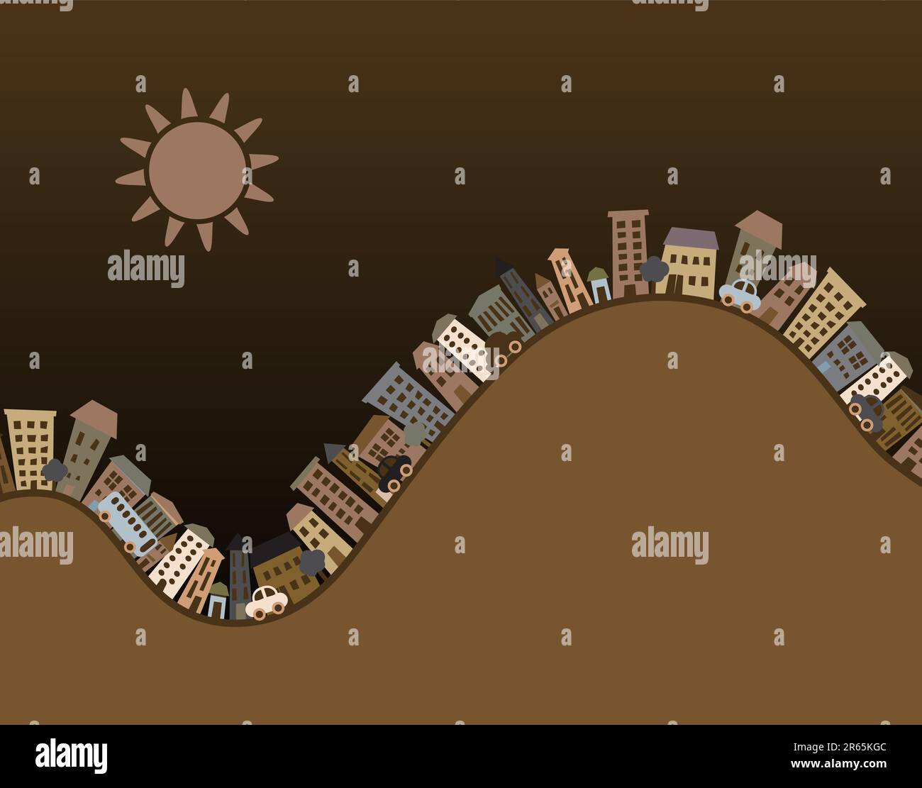 Editable vector illustration of cartoon buildings with copy-space Stock ...